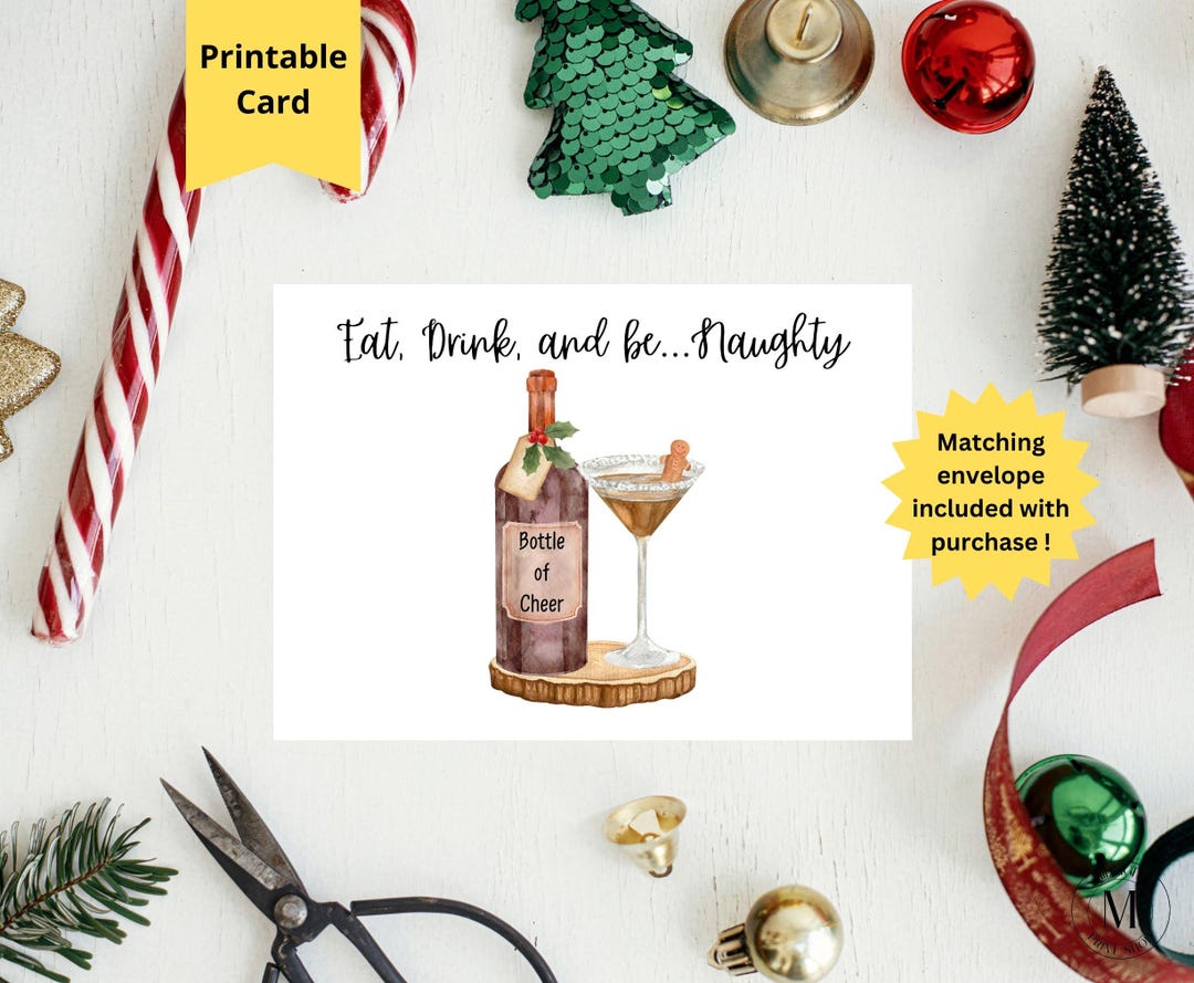 Funny Christmas Card, Gingerbread Cocktail Card, Adult Christmas Card ...