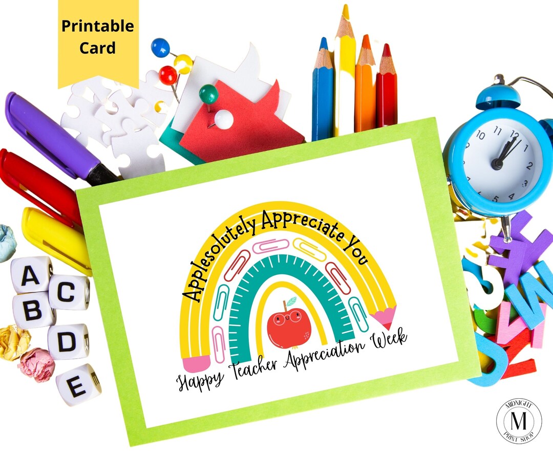 Printable Teacher Appreciation Card, Applesolutely Appreciate You ...