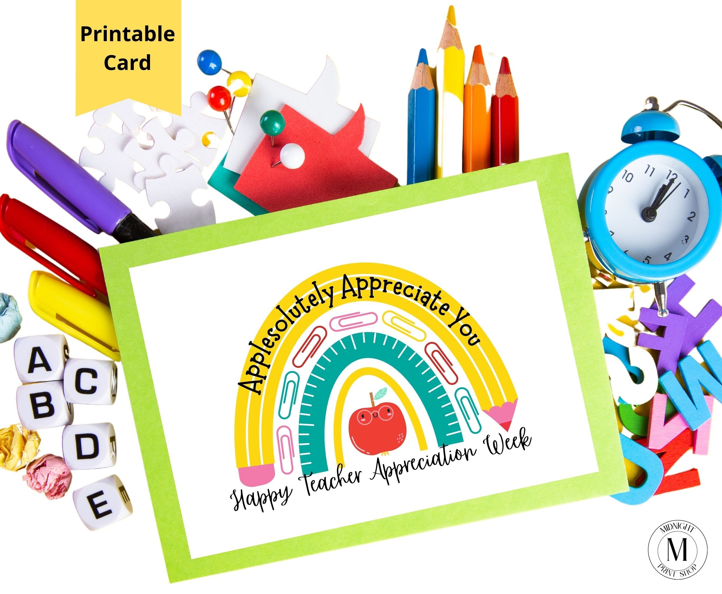 Printable Teacher Appreciation Card, Applesolutely Appreciate You ...