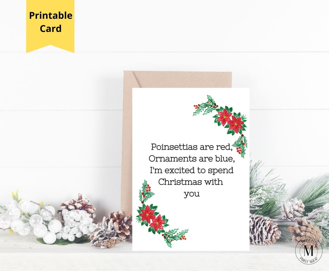 Poem Christmas Card, Funny Printable Christmas Card to Gift to Spouse ...