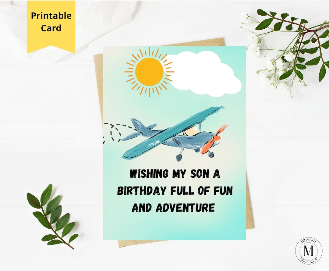 Son Birthday Card, Airplane Birthday Card for Son, Adventurous Birthday ...