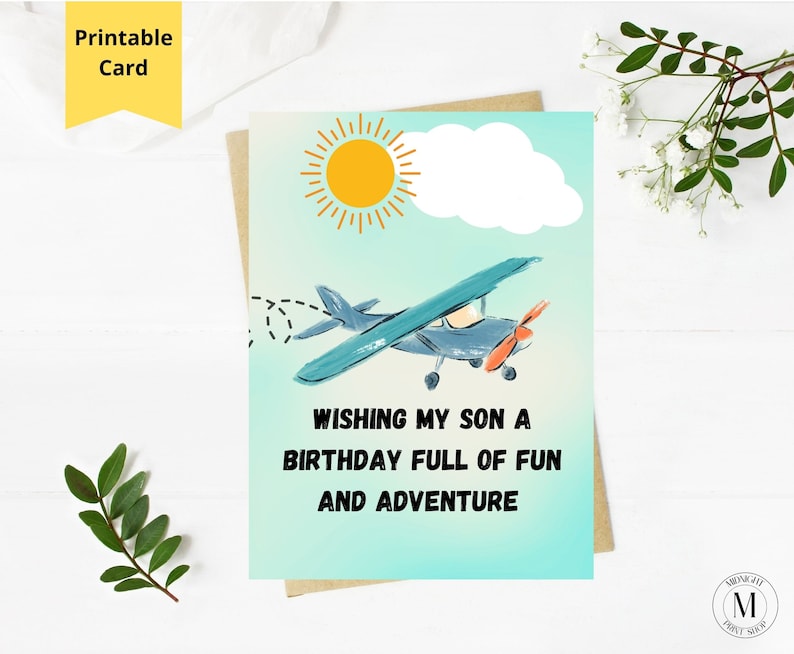 Son Birthday Card, Airplane Birthday Card for Son, Adventurous Birthday ...