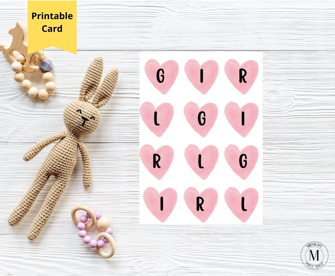 Printable Girl Baby Shower Card, Watercolor Pink Heart Card, Expecting ...