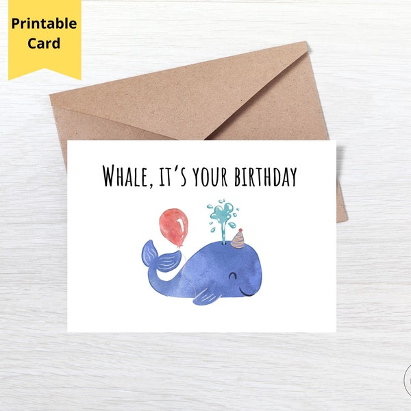 Whale Happy Birthday Card - Etsy