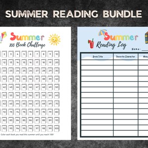 Summer Reading Log for Kids, Summer Reading Challenge Printables, Kids ...