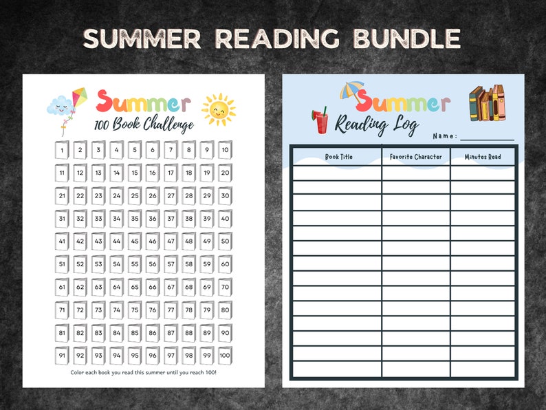 Summer Reading Log for Kids, Summer Reading Challenge Printables, Kids ...