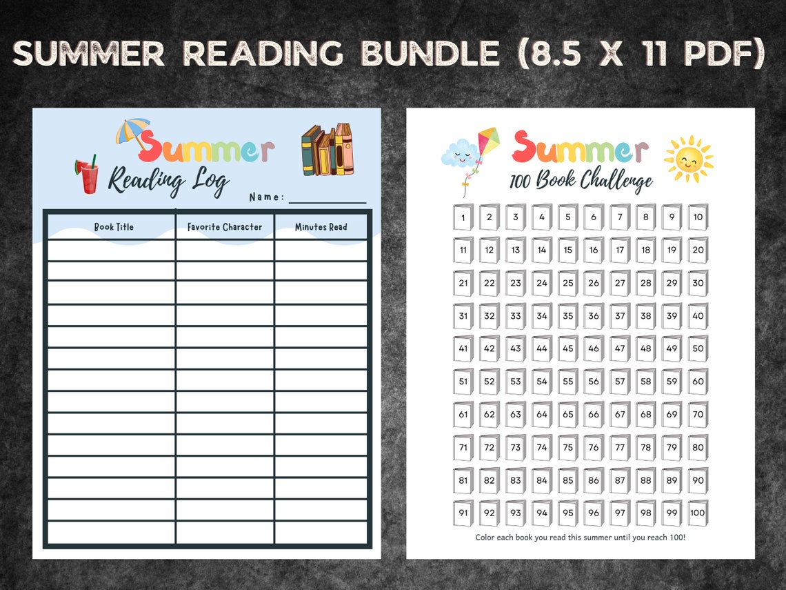 Summer Reading Log for Kids, Summer Reading Challenge Printables, Kids ...