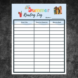 Summer Reading Log for Kids, Summer Reading Challenge Printables, Kids ...