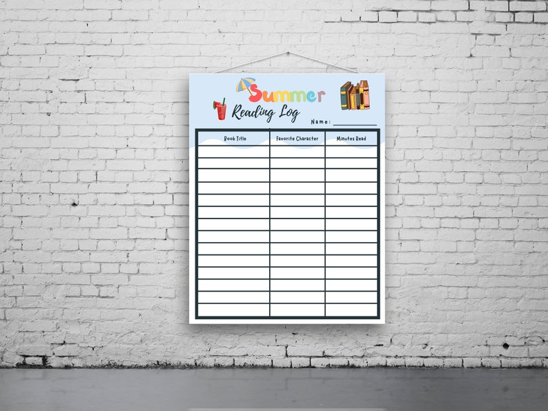 Summer Reading Log for Kids, Summer Reading Challenge Printables, Kids ...