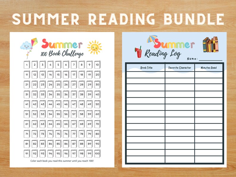 Summer Reading Log for Kids, Summer Reading Challenge Printables, Kids ...