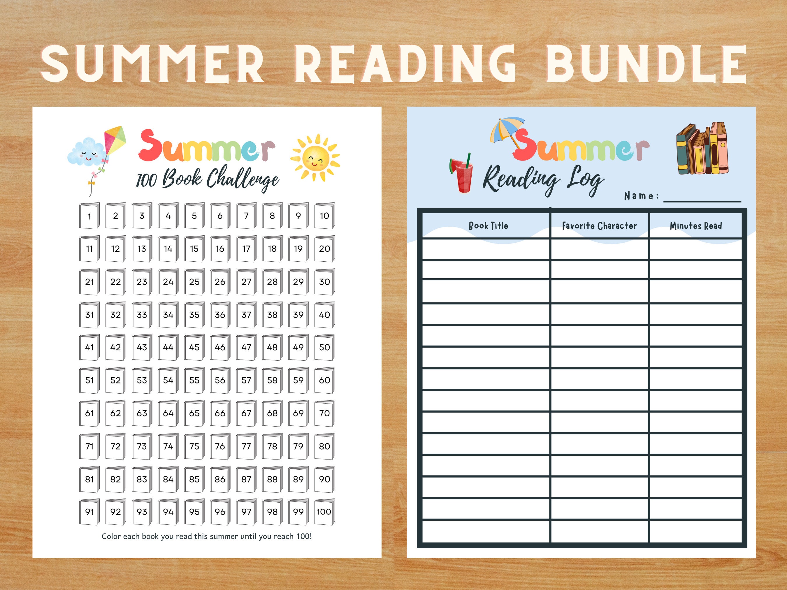 Summer Reading Log for Kids, Summer Reading Challenge Printables, Kids ...