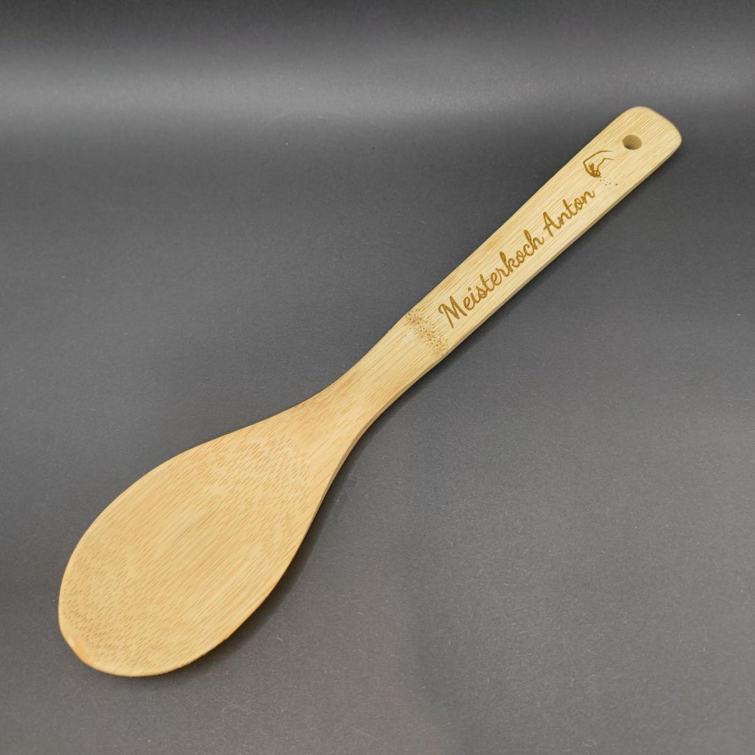 Wooden Spoon Personalized With Engraving, Bamboo Kitchen Utensil, Gift ...