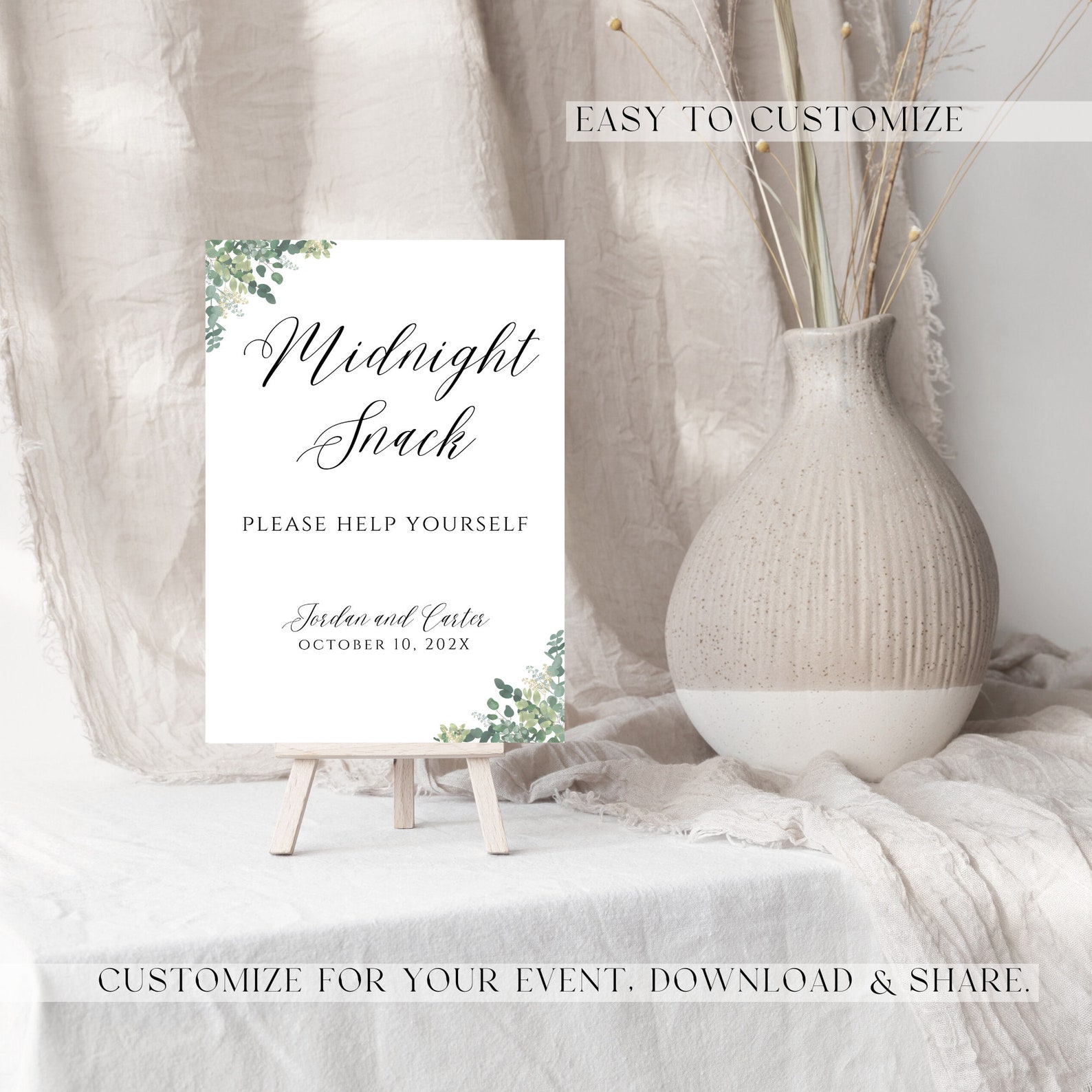 Midnight Snack Wedding Sign, Printable Wedding Sign, Late Night Snack ...