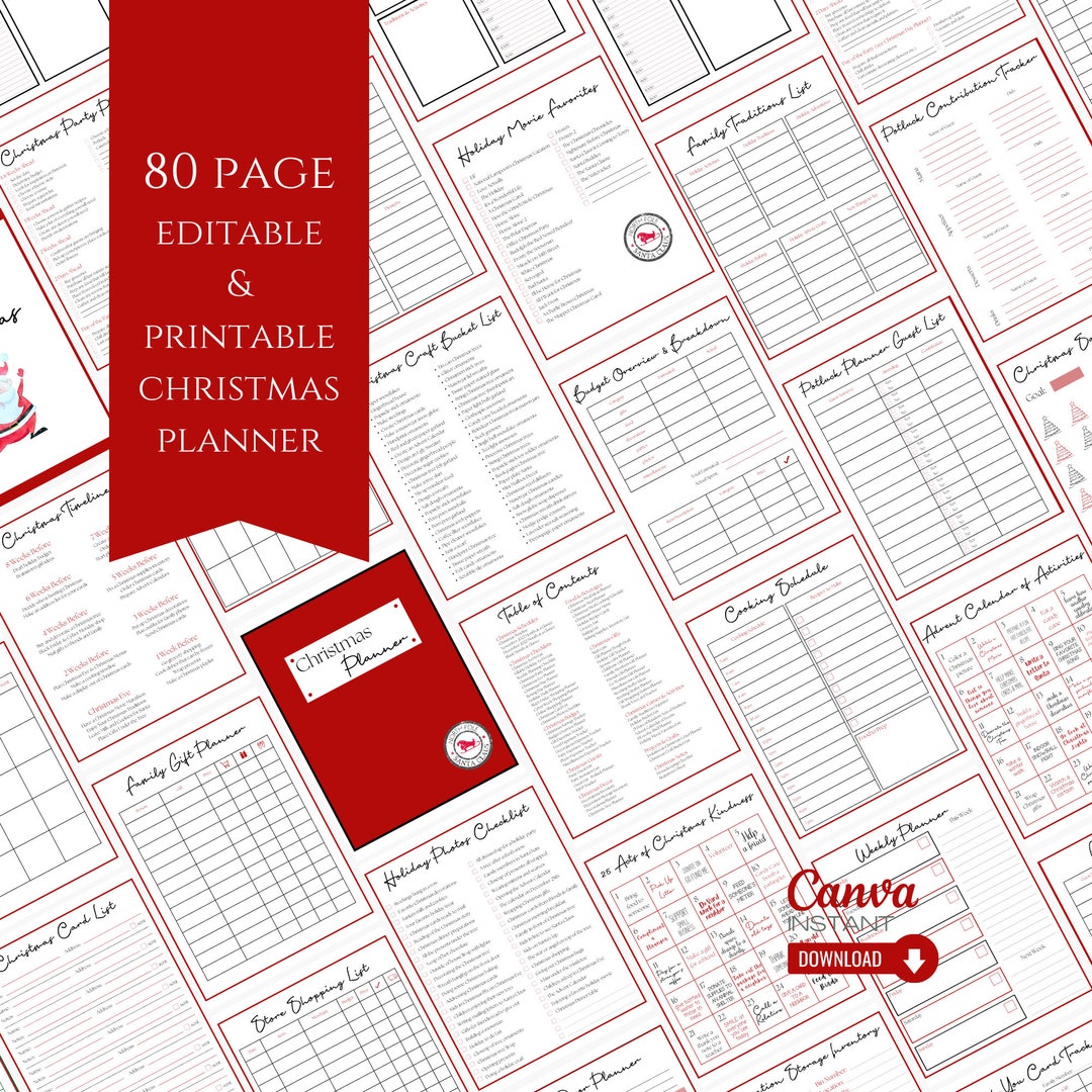 Christmas Planner Printable, Editable Holiday Planner, Xmas Planner ...