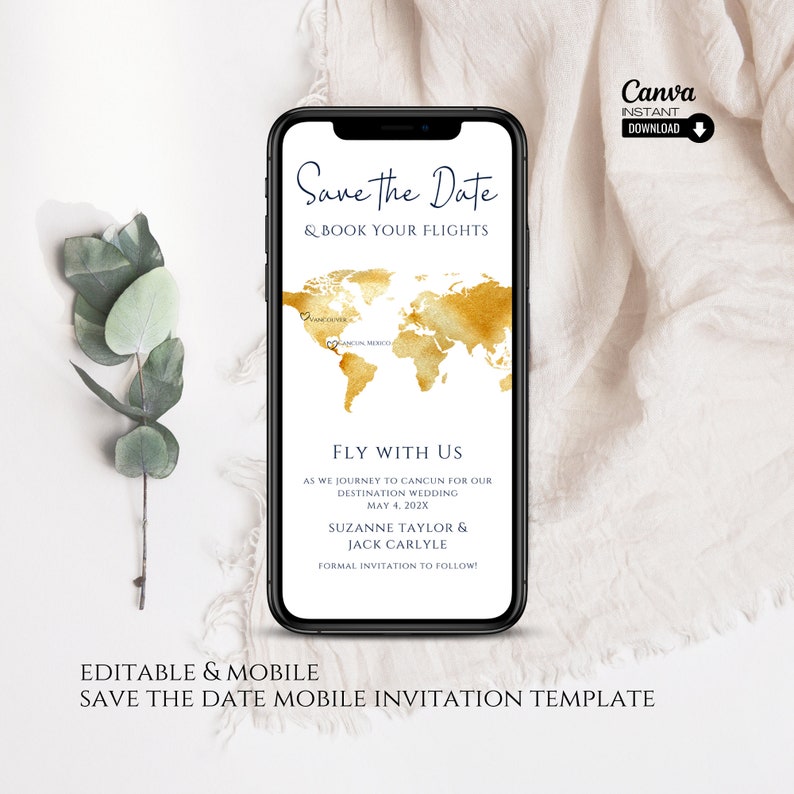 Modern Digital Save the Date: Customizable Electronic Wedding ...