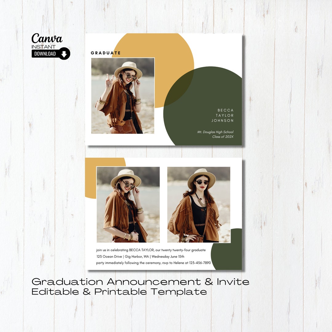 Editable Graduation Party Invitation, Printable Graduation Announcement ...