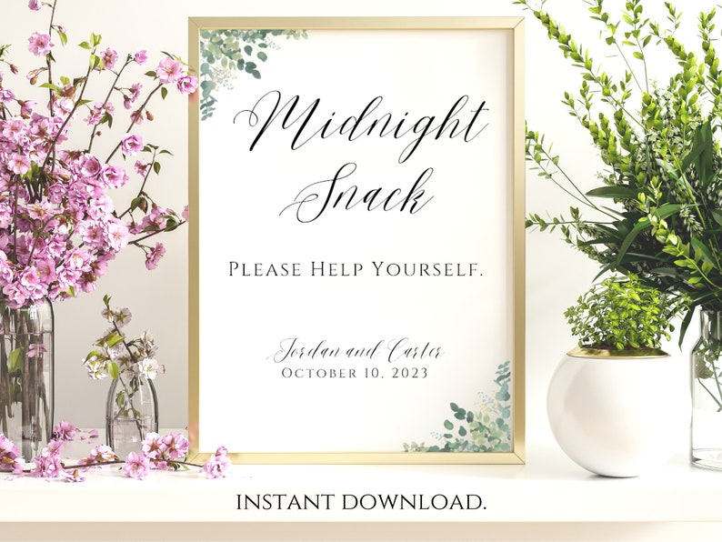 Midnight Snack Wedding Sign Printable Wedding Sign Late - Etsy