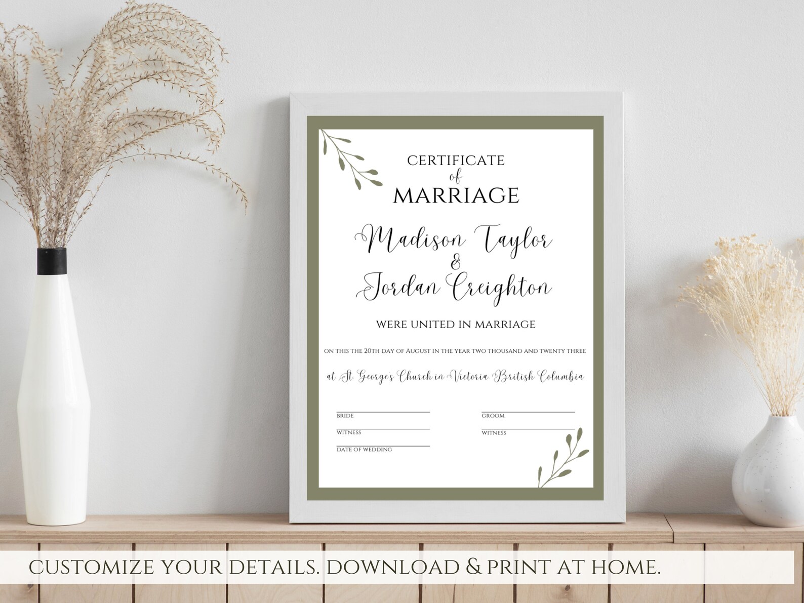 Editable Wedding Certificate Template Marriage Certificate - Etsy