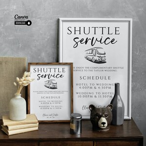 Editable Wedding Shuttle Service Sign Template, Printable Wedding ...