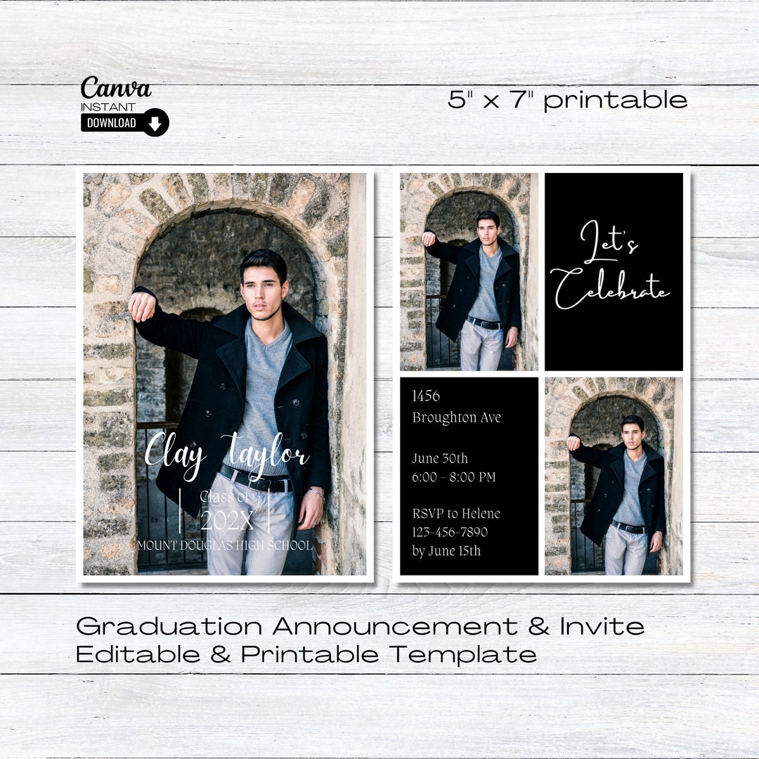 Editable Graduation Party Invitation Printable Graduation - Etsy