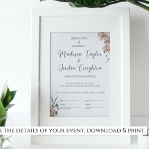 Editable Wedding Certificate Template Marriage Certificate - Etsy