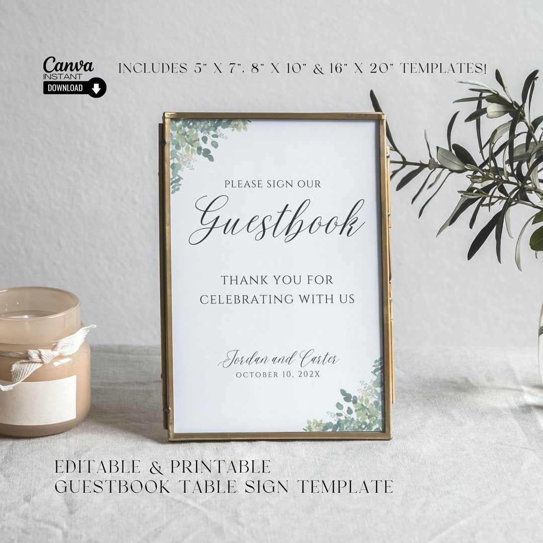 Please Sign Our Guestbook Sign, Printable Wedding Guest Book Sign ...