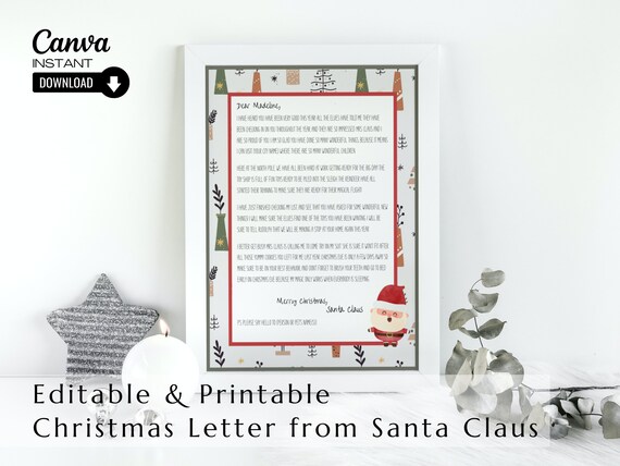 Editable Santa Letter Template Letter From Santa Template - Etsy