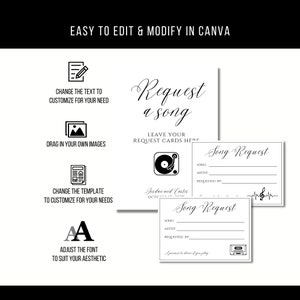 Editable Song Request Cards Template, Minimalist Wedding Song Request ...