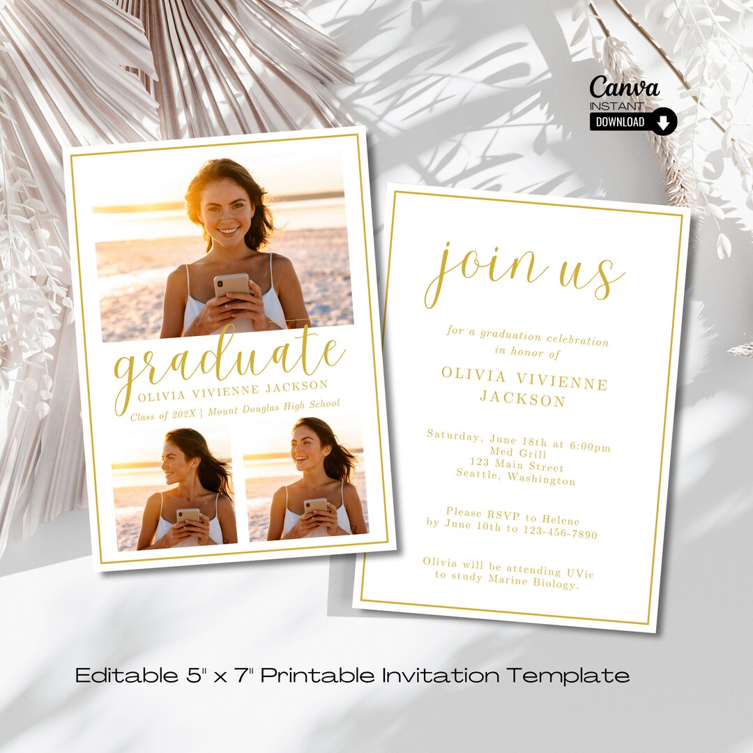 Editable Graduation Party Invitation, Printable Graduation Announcement ...