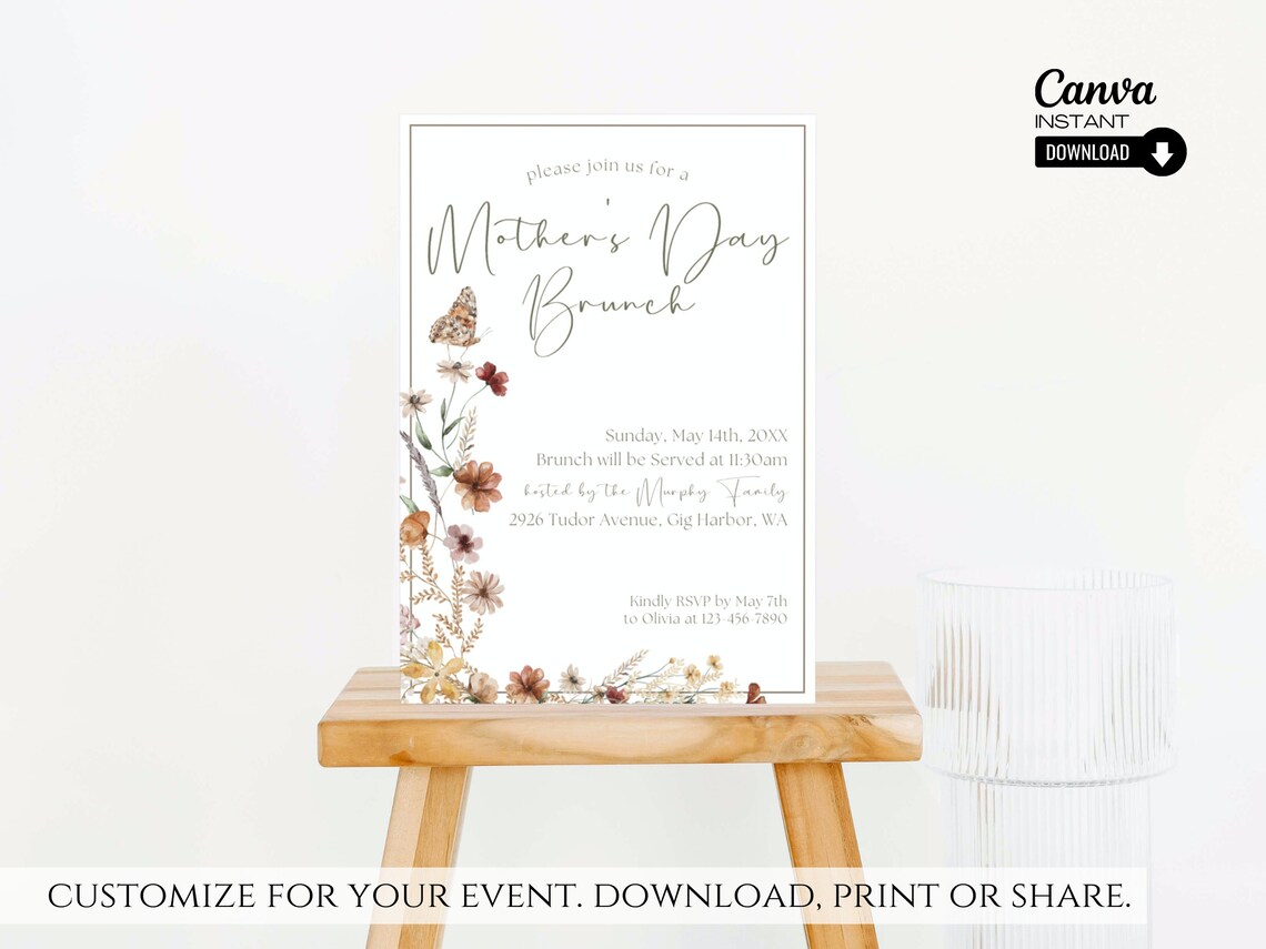 Editable Mothers Day Brunch Invitation Printable Mother's - Etsy