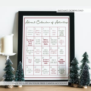 Christmas Acts of Kindness Calendar Printable, Editable Advent Calendar ...