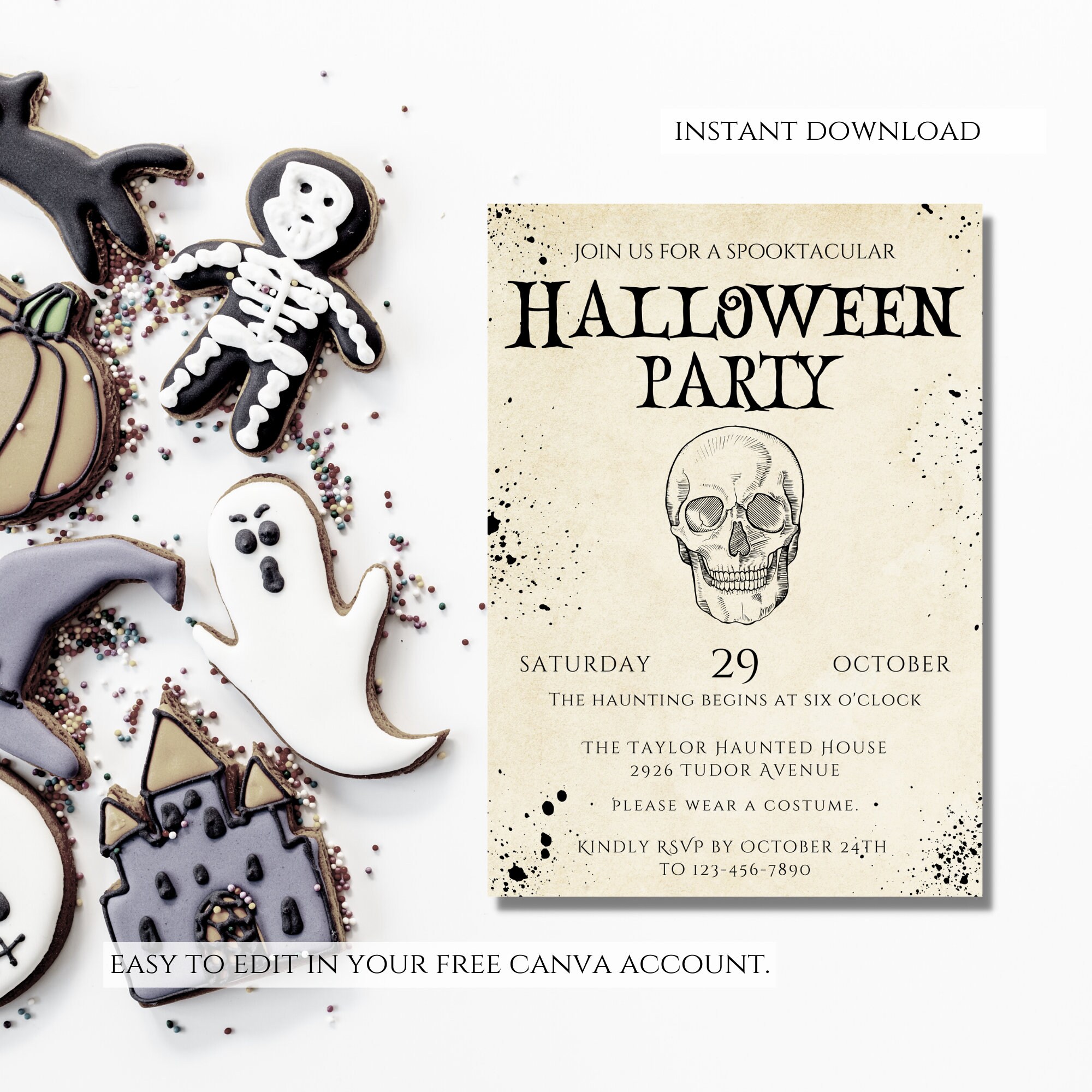 Editable Halloween Party Invitation Printable Halloween Party - Etsy