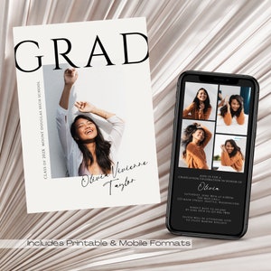 Editable Modern High School Graduation Photo Invitation Template ...