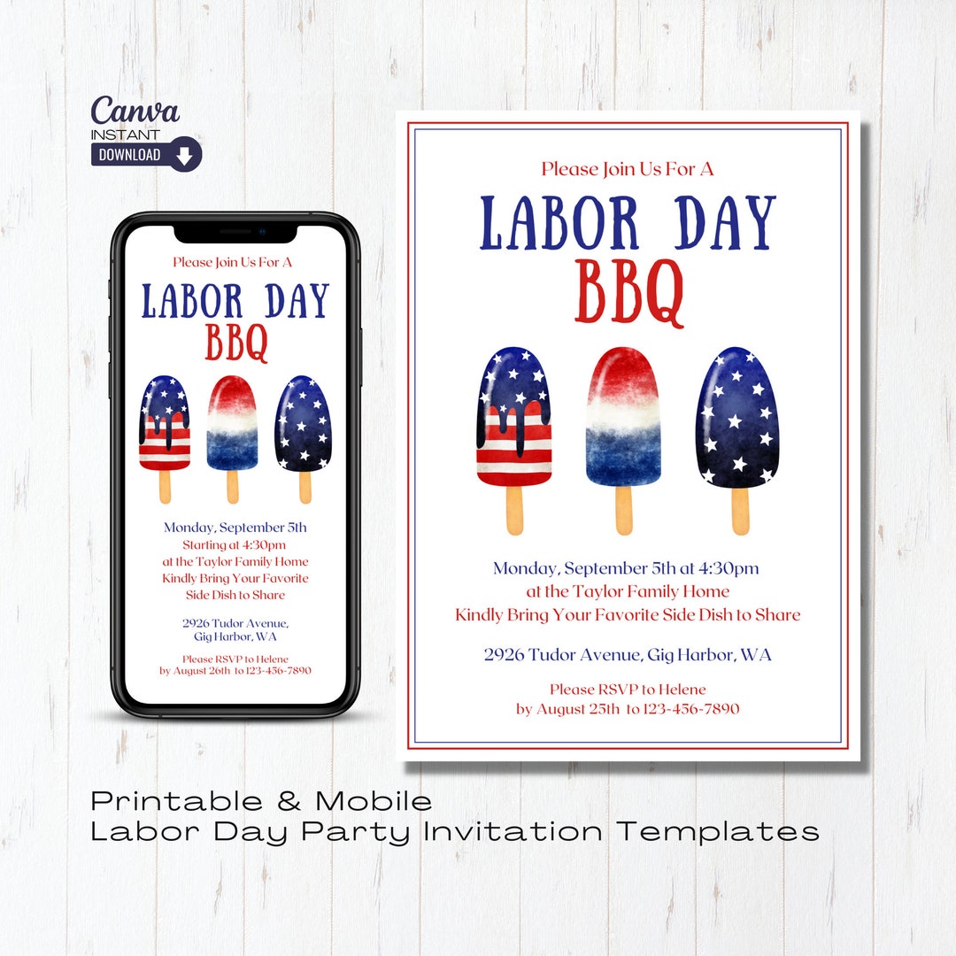 Buy Labor Day Invitation Template, Labor Day BBQ Evite Invitation ...
