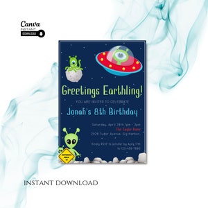 Editable Outer Space Birthday Party Invitation Template, Printable Kids ...