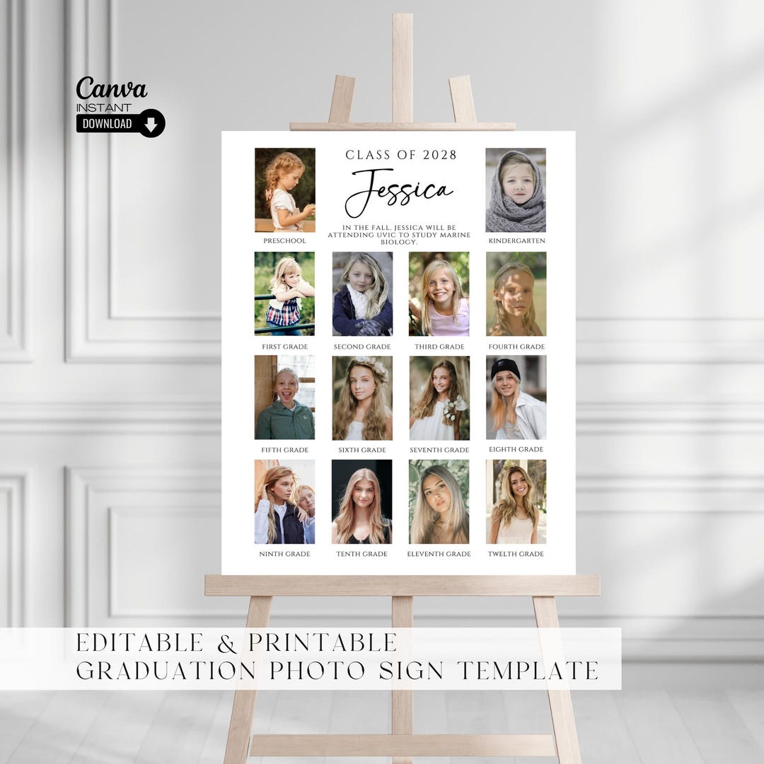 Graduation Photo Collage Poster: School Years Sign (canva Template) - Etsy