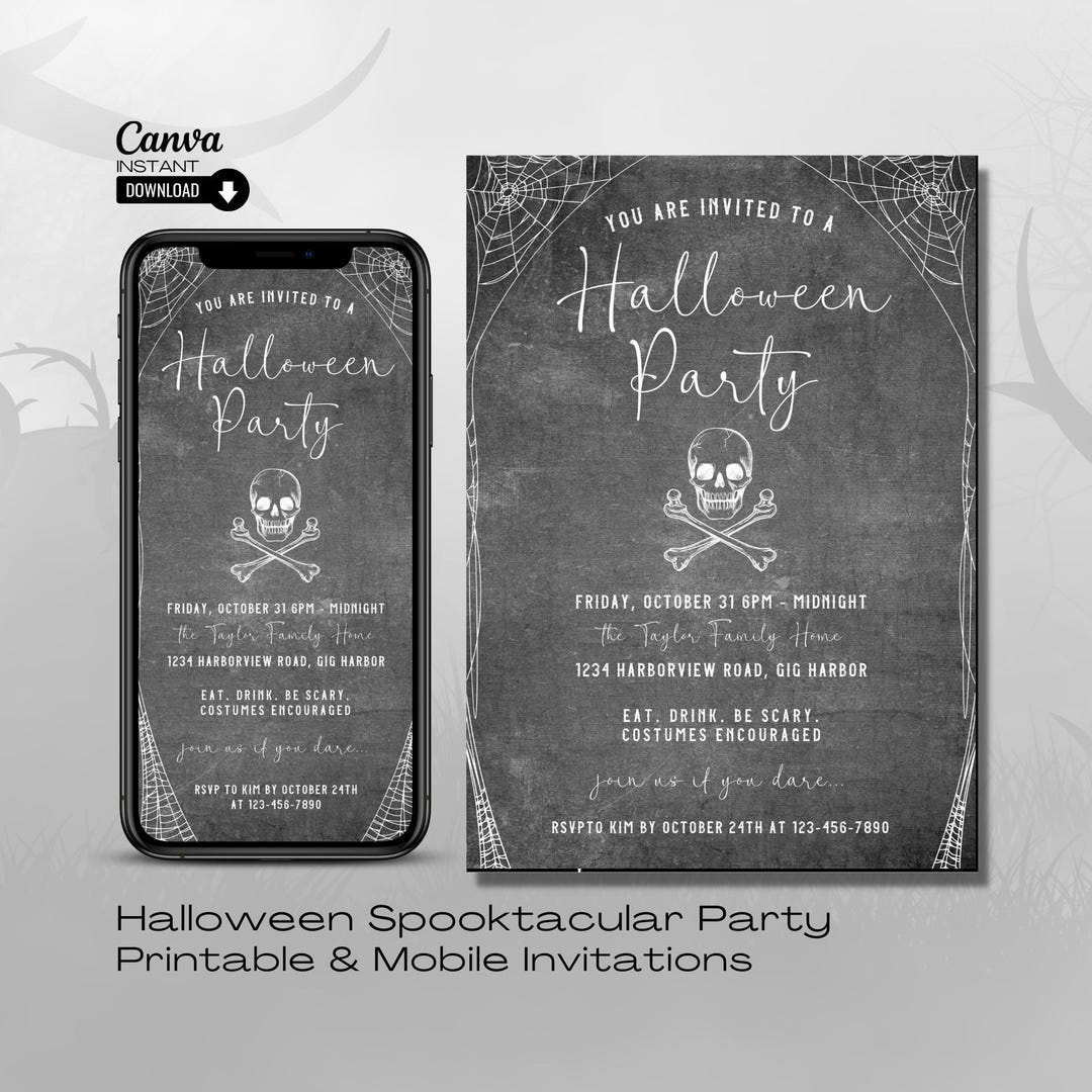 Editable Halloween Party Invitation, Printable Halloween Party Invite ...