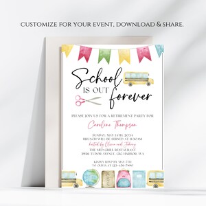 Teacher Retirement Party Invitation: School's Out Forever (canva ...