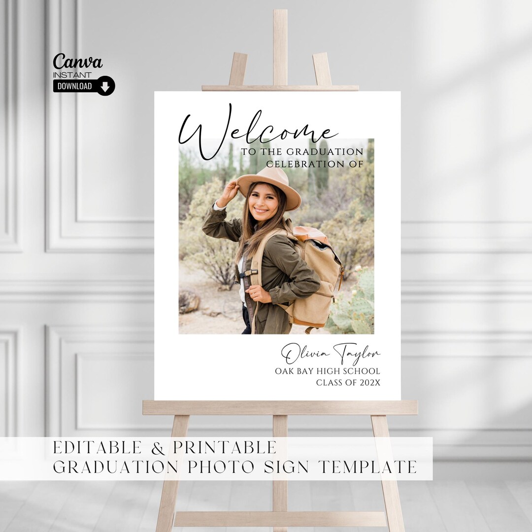 Editable Modern Graduation Party Welcome Sign Template, Printable ...