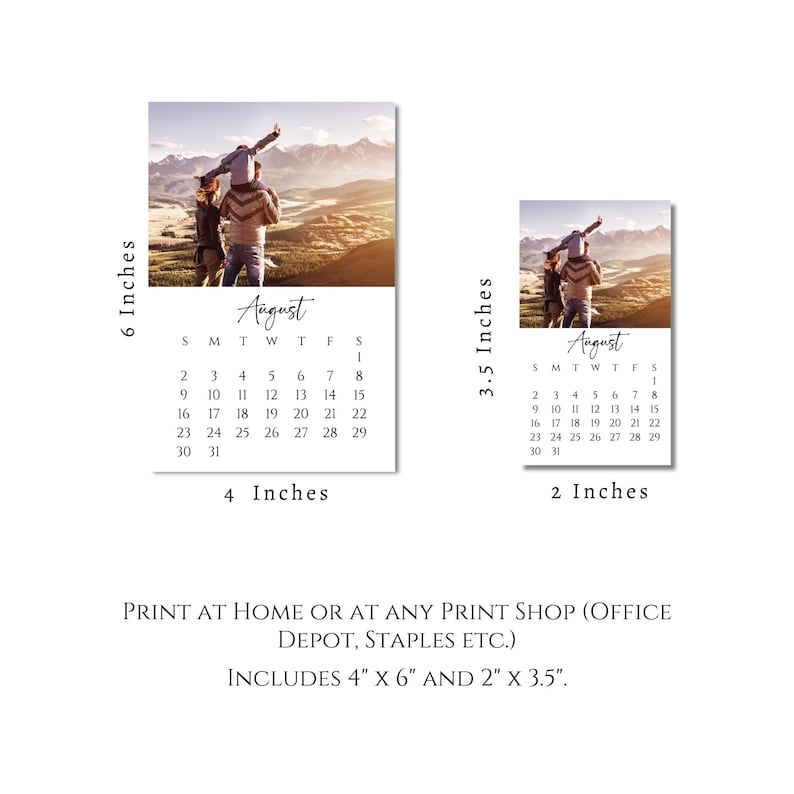 2026 Mini Photo Desk Calendar Template, DIY Gift (canva Editable ...