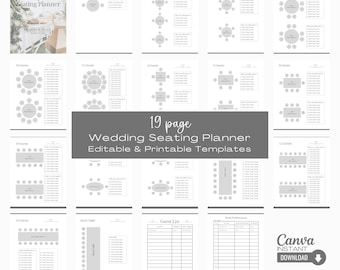 Editable Wedding Seating Chart Planner, Printable Seating Plan, Seating ...