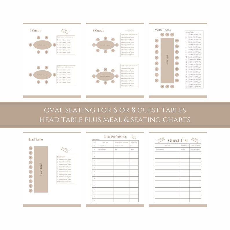 Editable Wedding Seating Chart Planner Printable Seating - Etsy