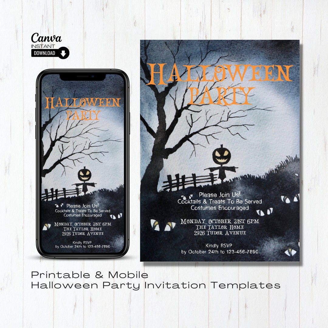 Editable Halloween Party Invitation, Printable Halloween Party Invite ...