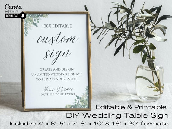 Editable Wedding Table Sign Template Minimalist Wedding Table - Etsy