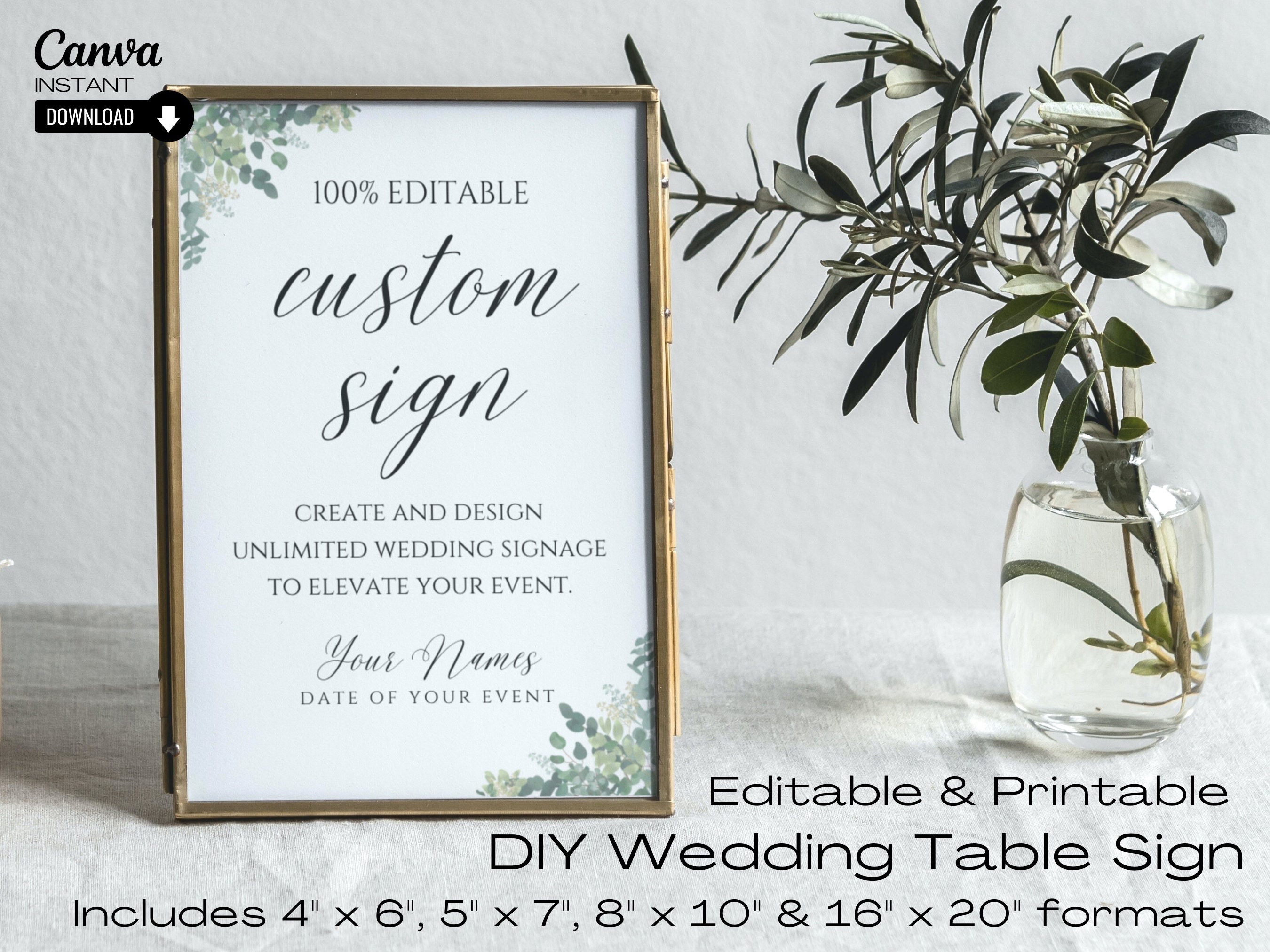 Editable Wedding Table Sign Template Minimalist Wedding Table - Etsy