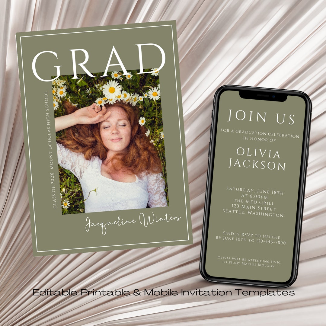 Printable Graduation Party Invitation, Graduation Announcement Evite ...