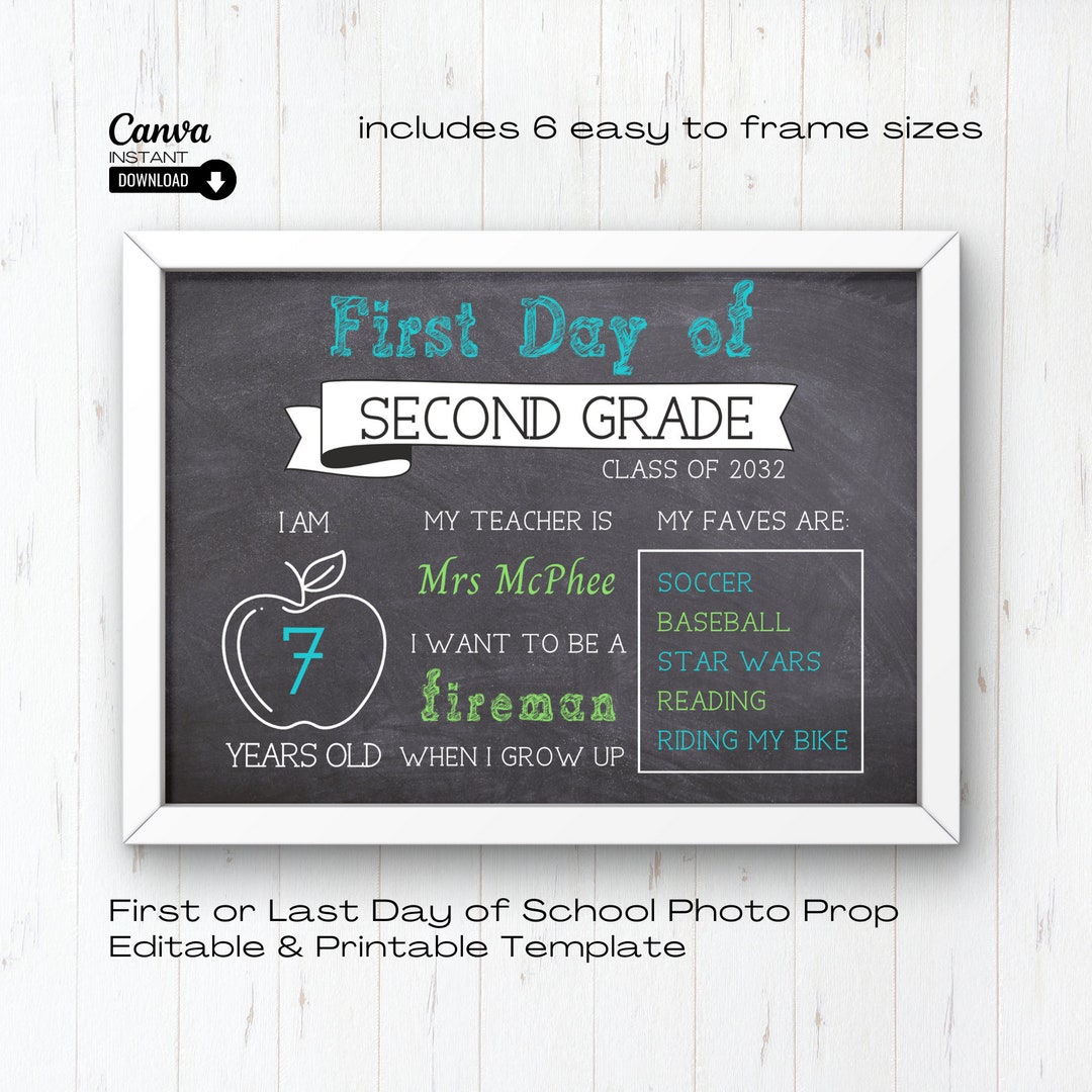 Back to School Printable Sign, First Day of School Sign Editable ...