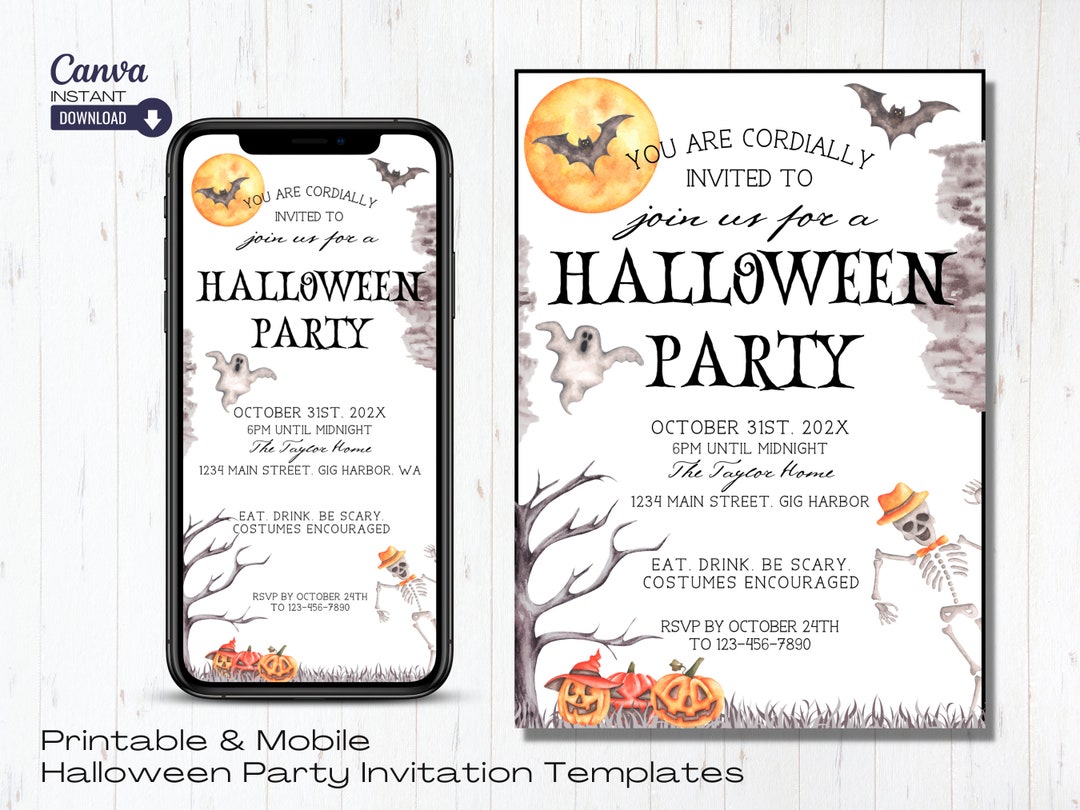 Editable Halloween Party Invitation Printable Halloween Party - Etsy