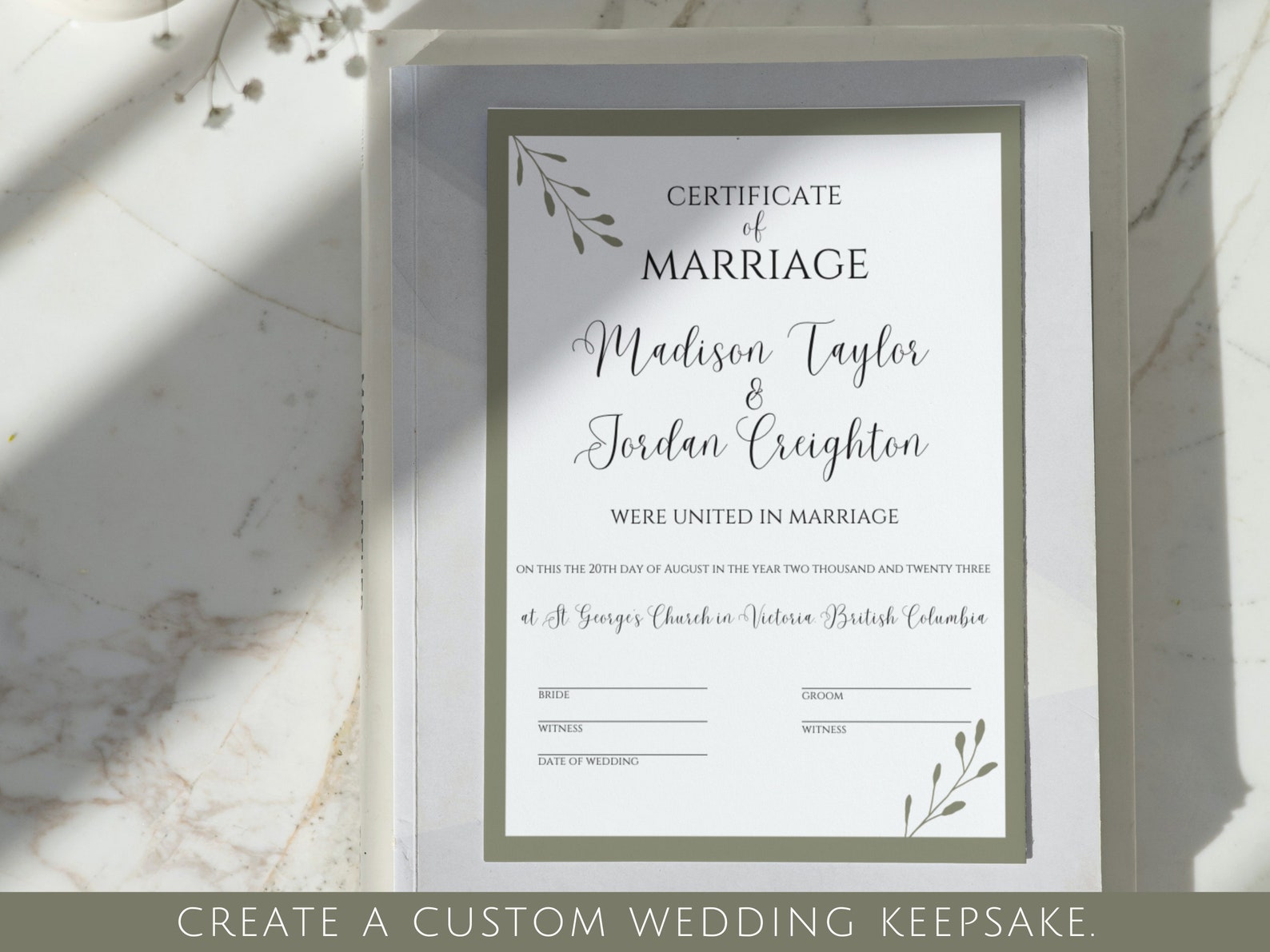 Editable Wedding Certificate Template Marriage Certificate - Etsy Canada