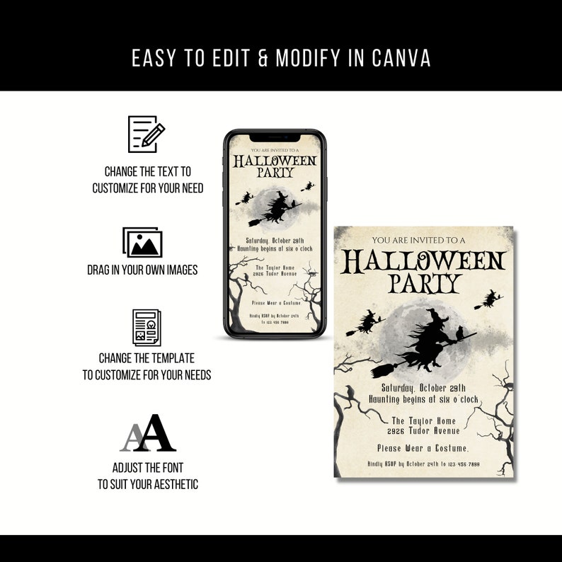 Editable Halloween Party Invitation Printable Halloween Party - Etsy